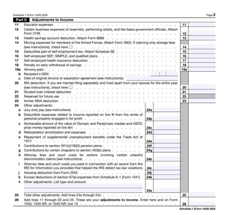 Schedule 1 (Form 1040): What It Is and How to File | FormPros